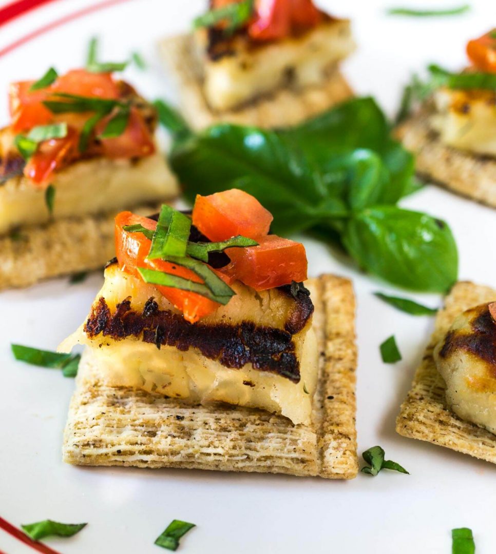 Grilled Halloumi with Tomato-Basil Topping (Hallotomatuit) - Hostess At ...