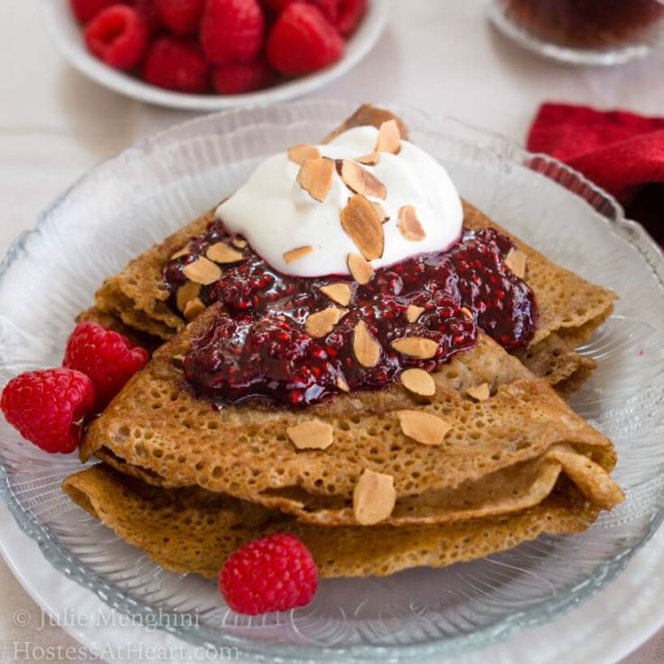 Swedish Pancakes with Raspberry Compote - Hostess At Heart