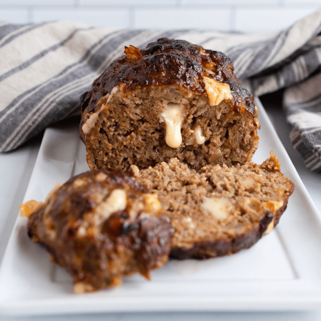 Cheese Stuffed Meatloaf with Beef & Pork - Hostess At Heart