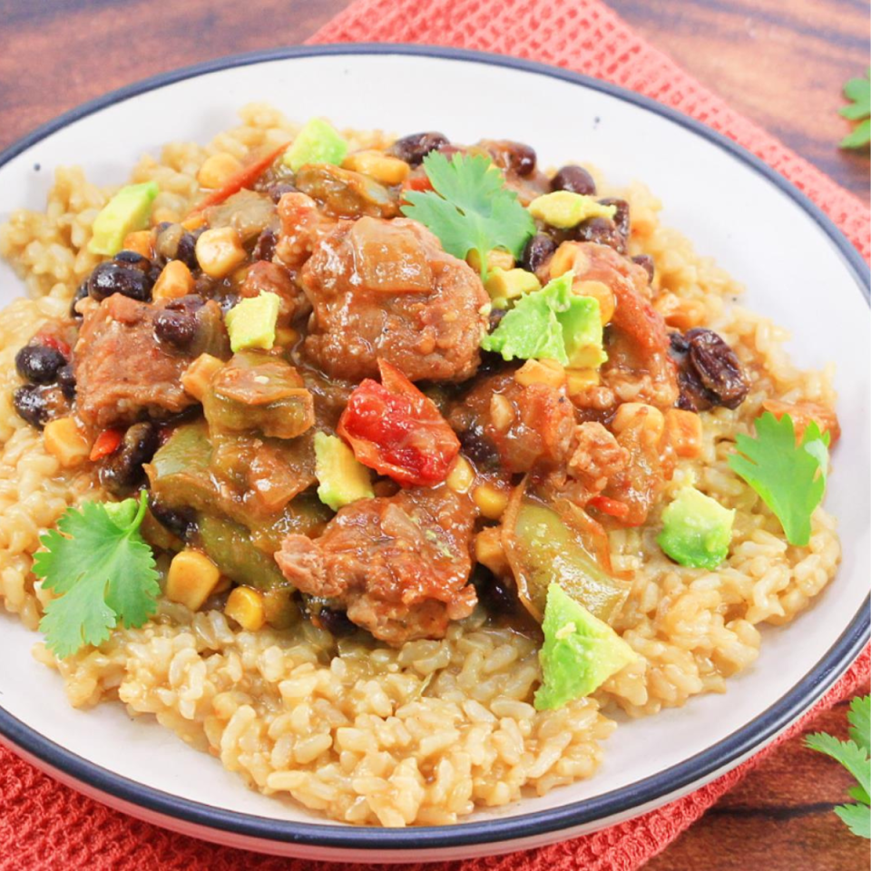 Green Chili Pork Stew (over Tomatillo Rice) - Hostess At Heart